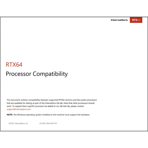 RTX64 Processor Compatibility - IntervalZero