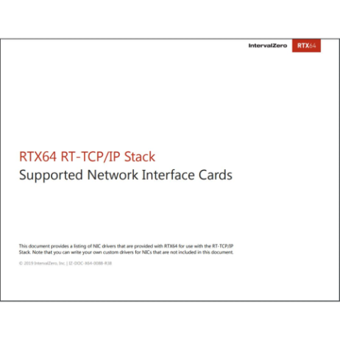 RTX64 4.x Supported Network Interface Cards - IntervalZero