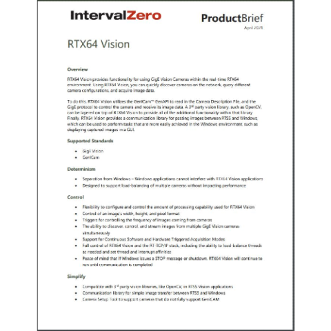 RTX64 Vision - IntervalZero